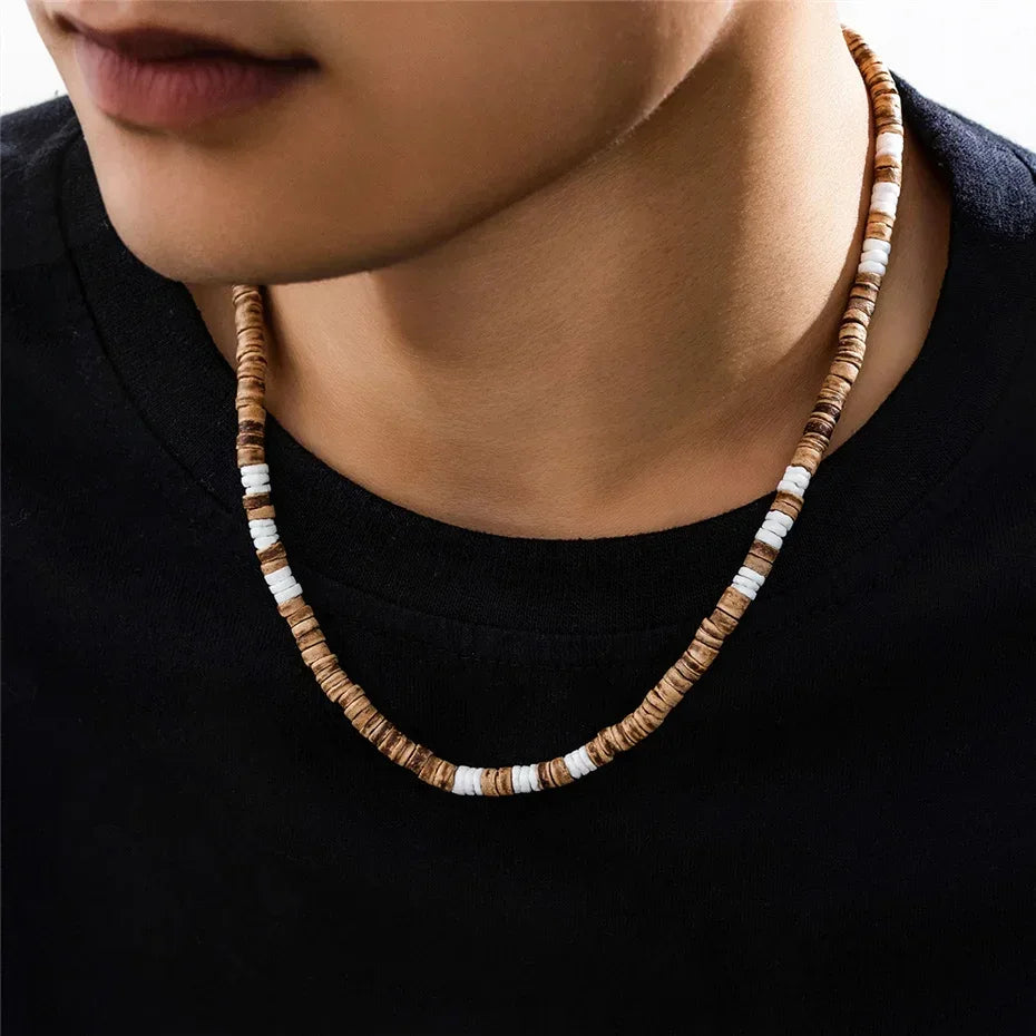 Collier Surfeur Homme Blanc Bois | Comme des Aimants – Baba Surf